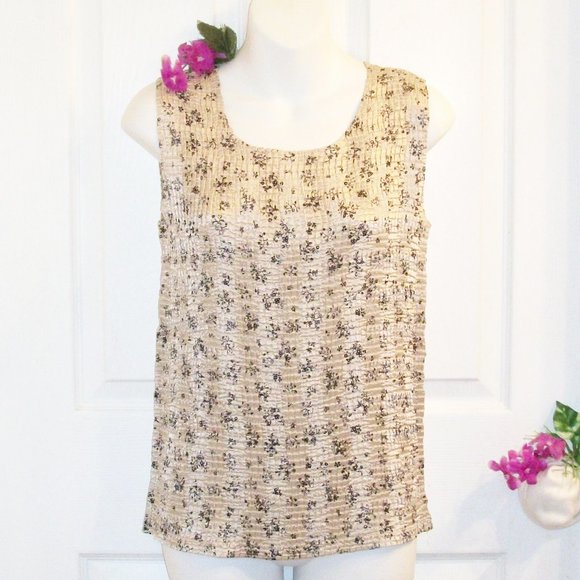 Laura Scott | Tops | Laura Scott Ps Crinkle Fabric Tank Top Champagne ...